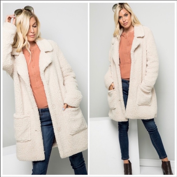 Jackets & Coats | Oatmeal Plush Teddy Bear Jacket Coat | Poshmark